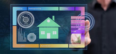 Man Touching A Smart Home Concept Stock Photo Image Of Energy Finger