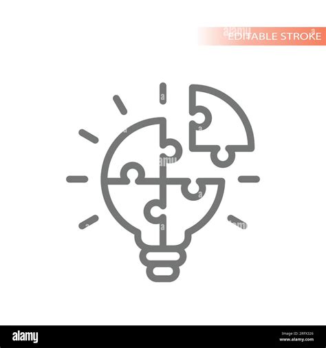 Light Bulb And Puzzle Piece Line Vector Icon Lightbulb Business