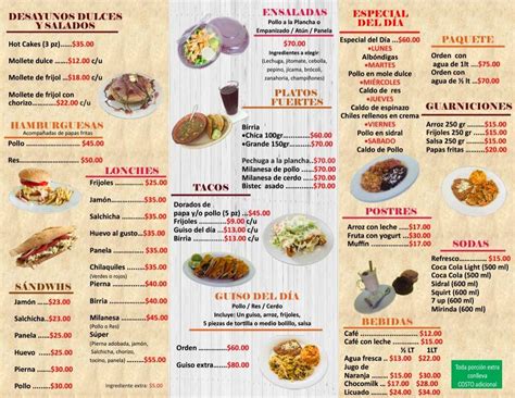 Menu At La Comida De Mama Licha Restaurant Guadalajara