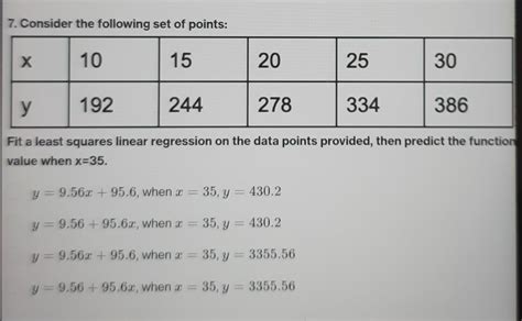 Solved 7 Consider The Following Set Of Points Fit A Least