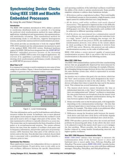 Synchronizing Device Clocks Using Ieee 1588 Analog Devices