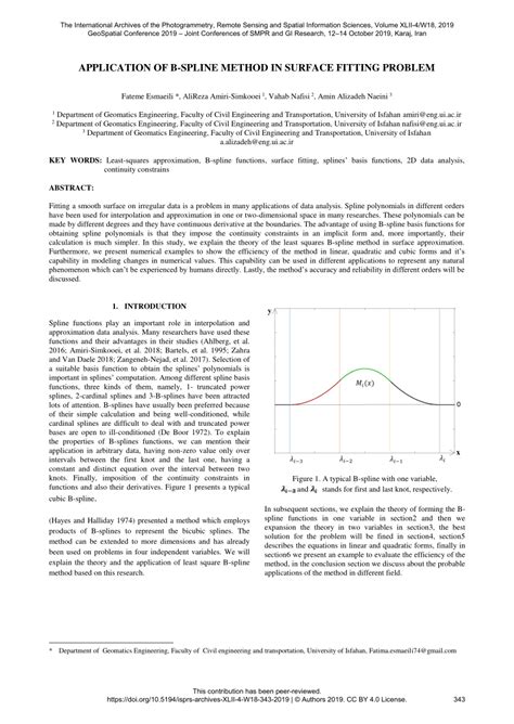 Pdf Application Of B Spline Method In Surface Fitting Problem