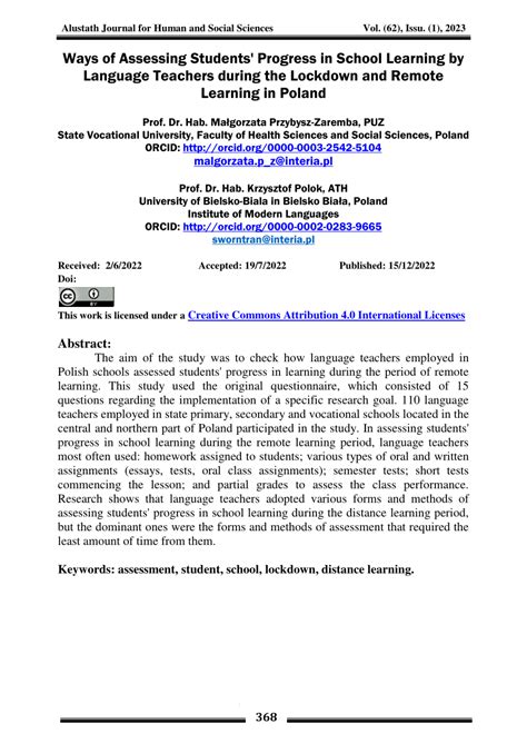 Pdf Ways Of Assessing Students Progress In School Learning By