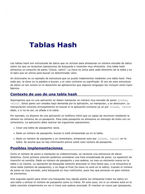 Teoria Tablas Hash Descargar Gratis Pdf Informática Programación