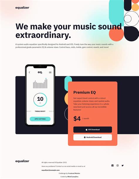 Frontend Mentor Mobile First Equalizer Landing Page Html Css Flexbox