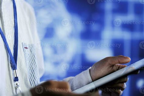 Tech Support Writes Code On Tablet To Visualize Artificial Intelligence Neural Networks Using