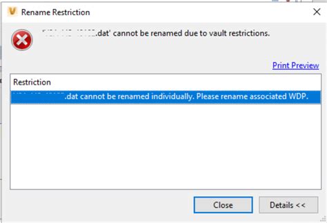 Cannot Be Renamed Individually Please Rename The Associated Wdp When Trying To Rename A Dat