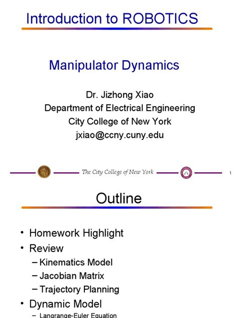 Dynamics And Control Of Robotic Manipulators An Introduction To The