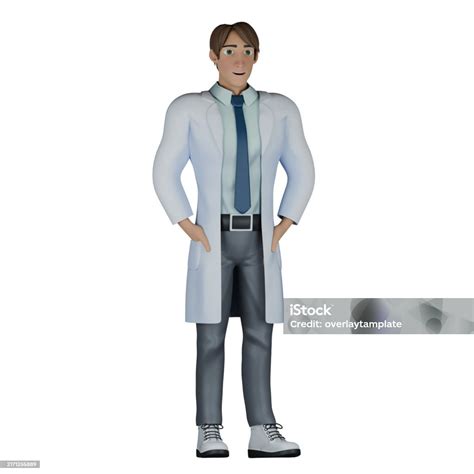의료 환경에서 남성 의사 남자 의사가 코트 속에 양손을 넣고 서 있다 3d 캐릭터 건강 진단에 대한 스톡 사진 및 기타 이미지 건강 진단 건강관리와 의술 디지털 생성
