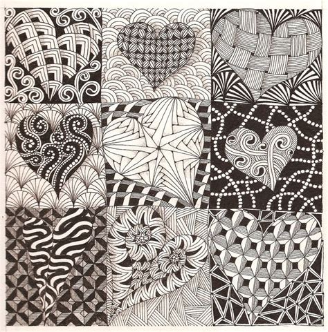 Hearts Galore Zentangle Patterns Tangle Art Zentangle