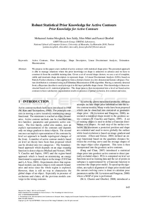 Pdf Robust Statistical Prior Knowledge For Active Contours Prior Knowledge For Active Contours