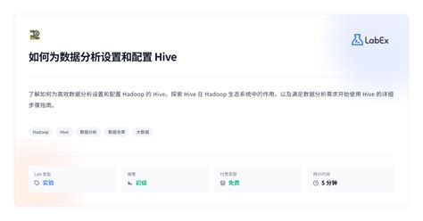 如何为数据分析设置和配置 Hive Labex