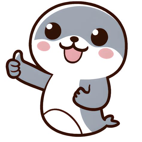 Kawaii Chibi Seal Giving Thumbs Up · Creative Fabrica