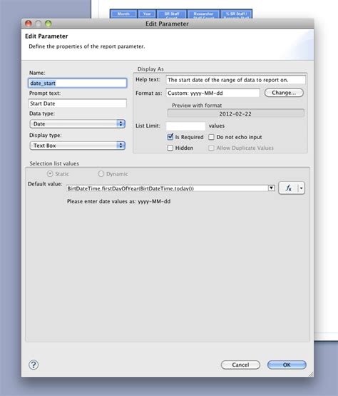 Reporting Birt How To Format Default Date Parameter As Yyyy Mm Dd