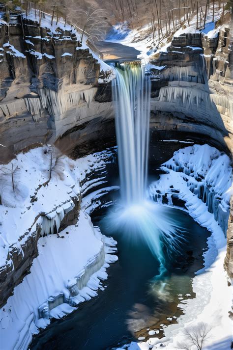 Portrait Photography Frozen Grandeur Taughannock Falls In Winter