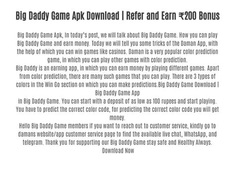 Ppt Big Daddy Game Apk Download Refer And Earn ₹200 Bonus