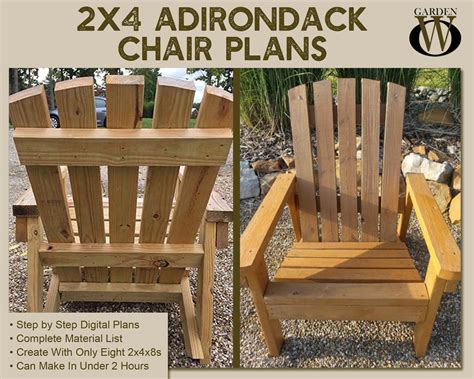 2x4 Diy Adirondack Chair Plans Simple Plans For A Etsy