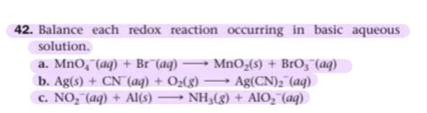 solved balance each redox reaction occurring in ﻿basic