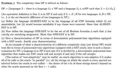 solved problem 1 the complexity class dp is defined as