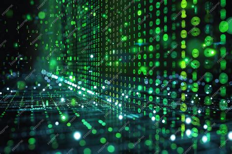 Black Background With Green Matrix Code The Texture Of The Binary