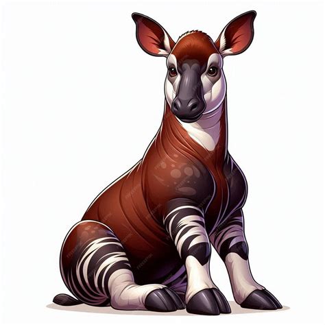 Cute Okapi Vector Cartoon Illustration White Background Premium Ai