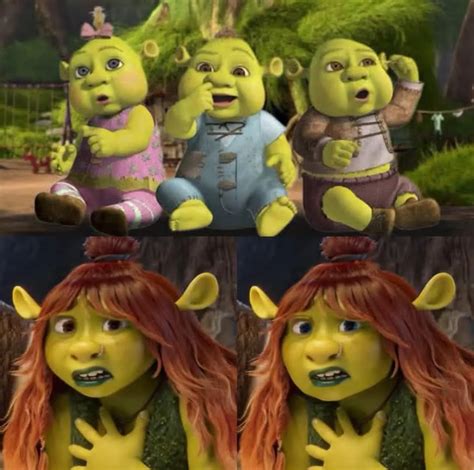 شرک ۳ تا بچه داشت اولی پسر با چشمای قهوه ایی و بدون مو دومی پسر با