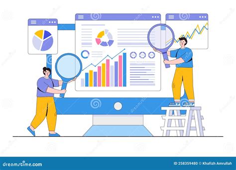 Flat Business People Analytics Research Monitoring Report Graph Investment Finance Planning