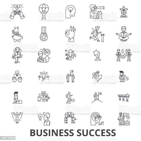 사업 성공 개념 성장 성공 성과 기업 라인 아이콘을 수상 편집 가능한 스트로크입니다 평면 디자인 벡터 그림 기호 개념입니다 선형 신호 절연 닿음에 대한 스톡 벡터 아트 및