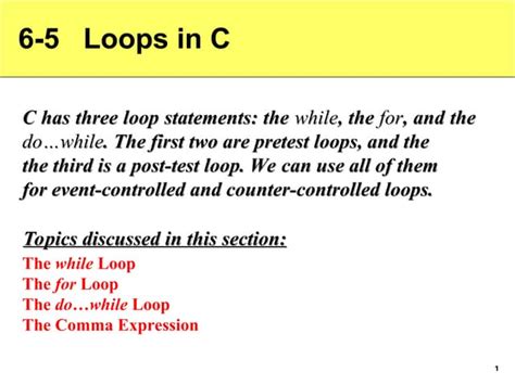 How To Use Loops In Cforwhile And Do Whileppt