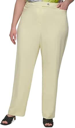 Calvin Klein Womens Plus Size Lux Modern Fit Straight Leg Pants