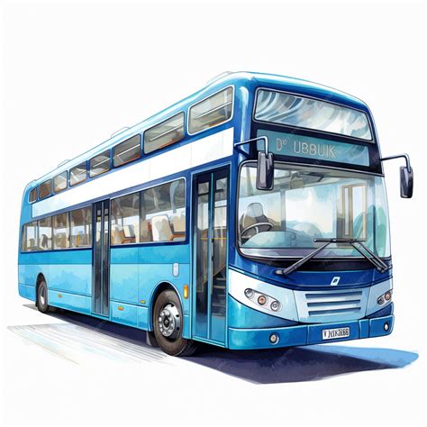 Premium Ai Image A Drawn Blue Bus On A White Background