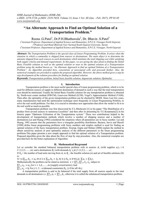 An Alternate Approach To Find An Optimal Solution Of A Transportation
