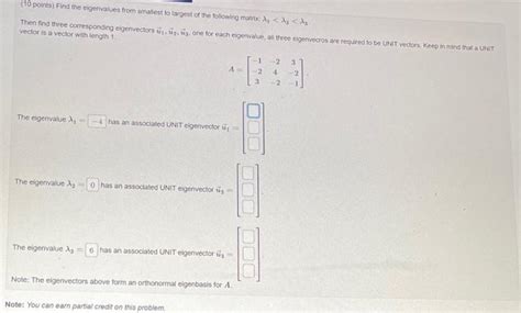 solved 10 points find the eigenvalues from smallest to