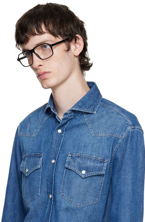 Zegna Black Rectangular Glasses Zegna