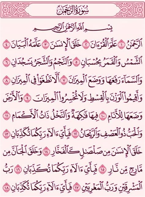 Surah Ar Rahman Transliteration And English Translation