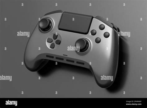 Realistic Video Game Joystick With Metallic Chrome Texture Isolated On Dark Background 3d