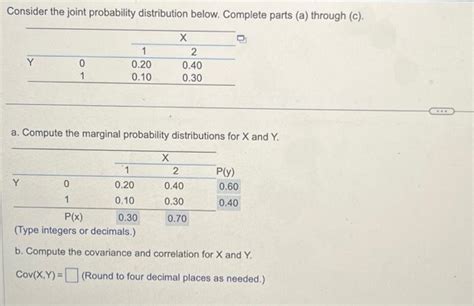 Solved Consider The Joint Probability Distribution Below Chegg