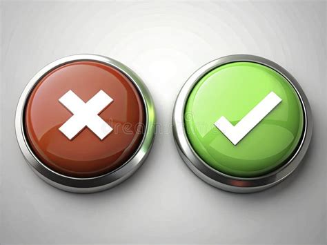 Panoramic Green Checkmark And Red Cross Button Set Highquality Digital