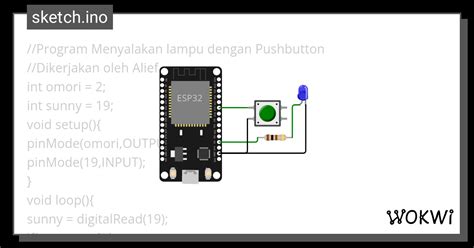 Program Menyalakan Lampu Led Dengan Pushbutton Copy Wokwi Esp32