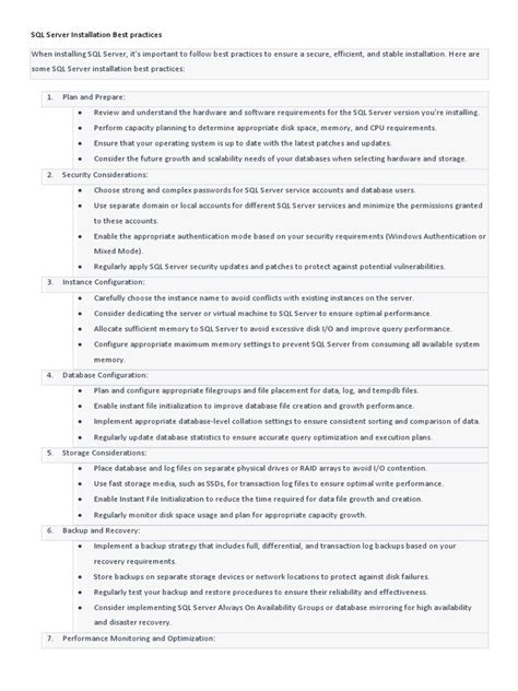 Sql Server Installation Best Practices Pdf