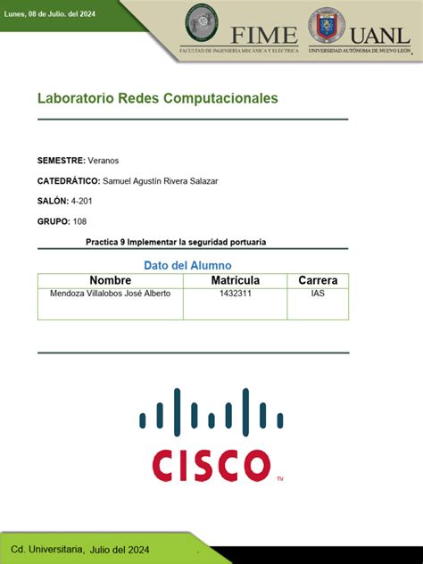 practica 9 11 1 10 packet tracer implement port security es xl pdf
