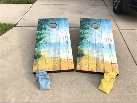 Custom Rustic Beach Cornhole Boards Youtube