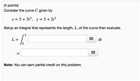 solved 4 points consider the curve c given by setup an