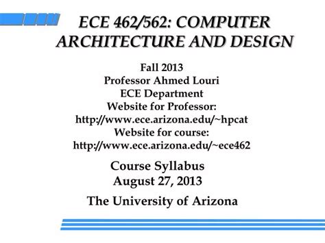 Ppt Ece 462562 Computer Architecture And Design Powerpoint