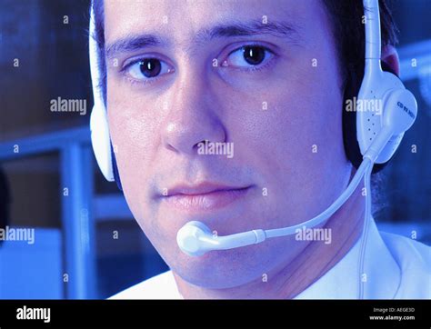 Businessman Headset Microphone Glasses Profile Operator Handsfree Shirt