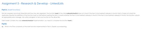 solved assignment 5 research and develop linkedlists part