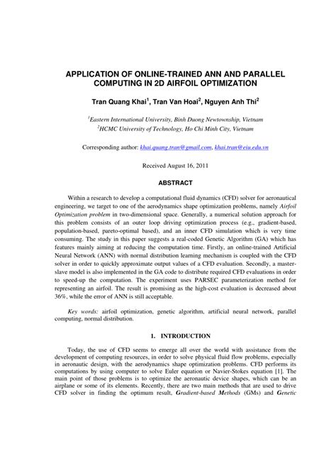 Pdf Application Of Online Trained Ann And Parallel Computing In 2d Airfoil Optimization