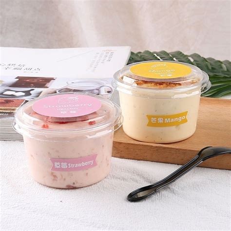 Plastic Dessert Cups With Lids Clear Dessert Plastic Container Mousse Cake Ice Cream Cup