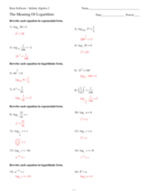 SOLUTION Definition Of A Logarithm Practice Problems Studypool