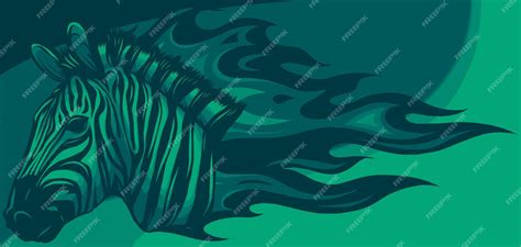 Premium Vector Zebra Head With Flames Vector Illustration